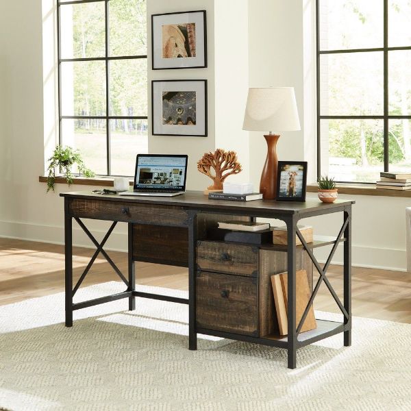 Steel River Computer Desk - Carbon Oak | American Home Furniture Store ...