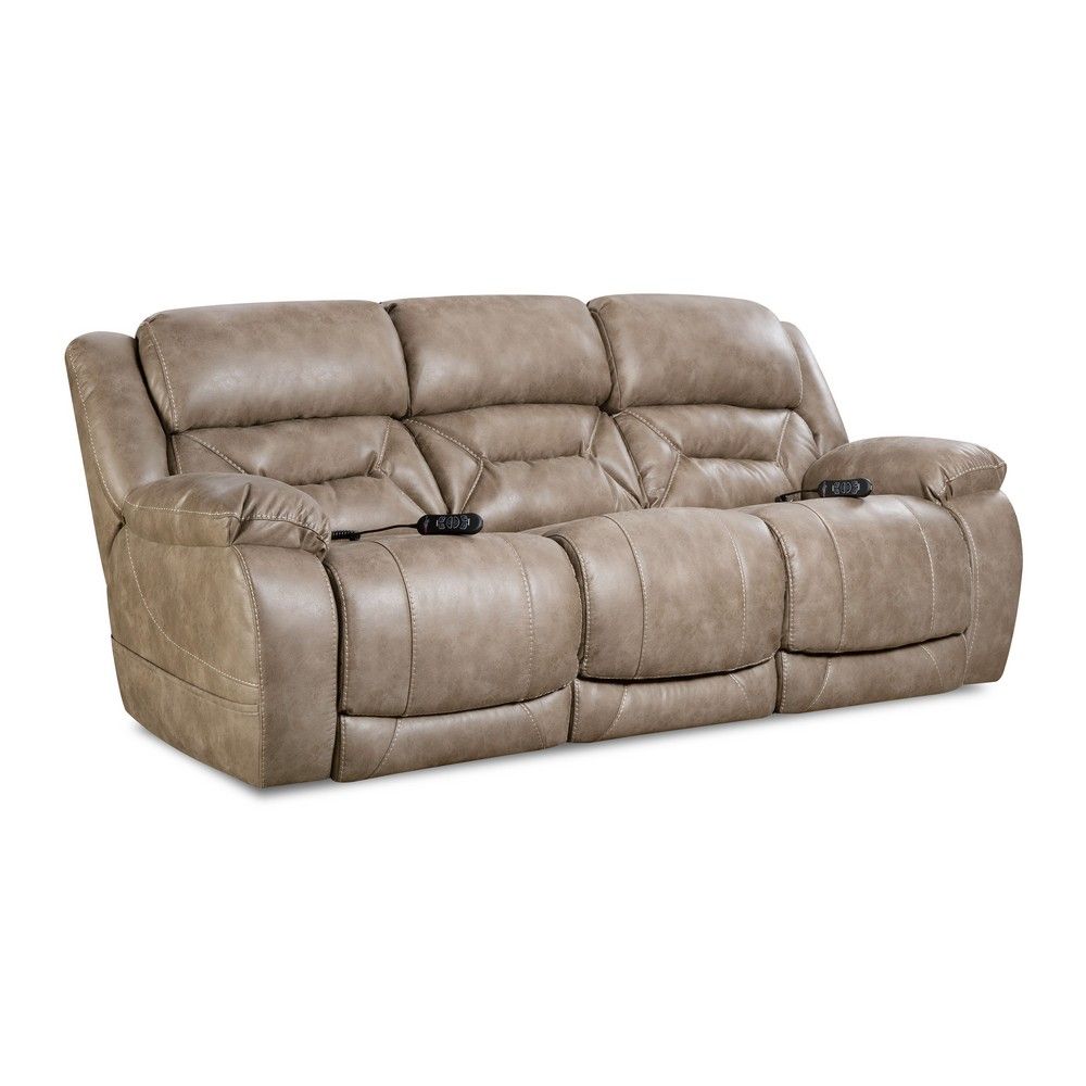 Enterprise Triple Power Reclining Sofa - Mushroom | American Home ...